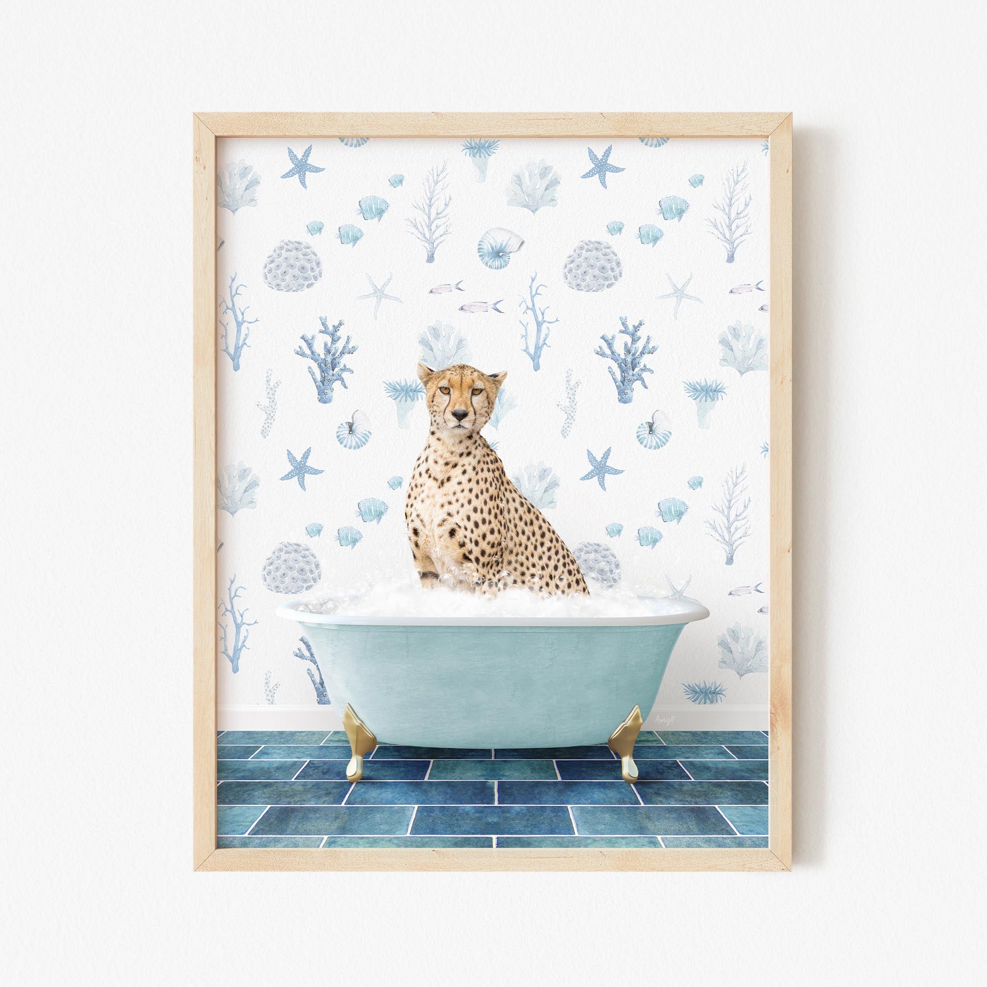 Cheetah in Under the Sea Bath – Amy Peterson Art Studio