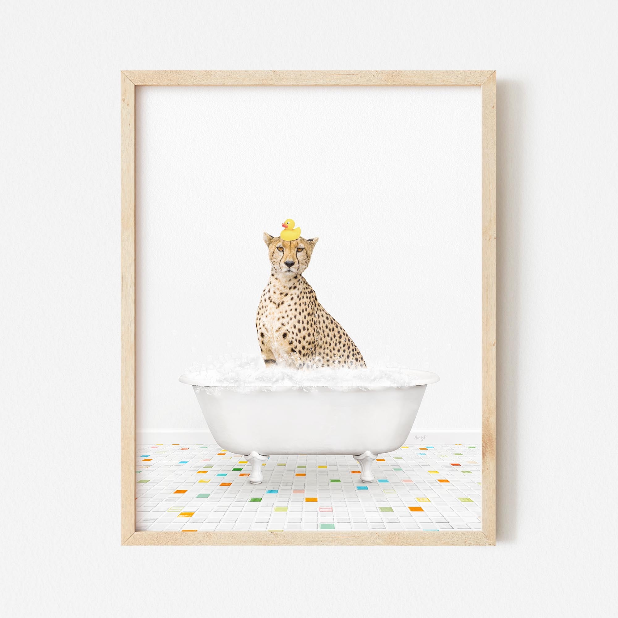 Cheetah - Chiclet Tile Bath – Amy Peterson Art Studio