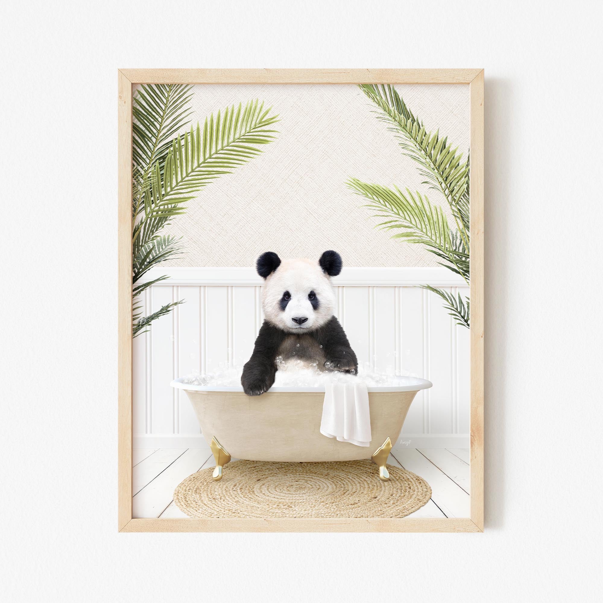 Baby Panda Wave in Palms Bath – Amy Peterson Art Studio